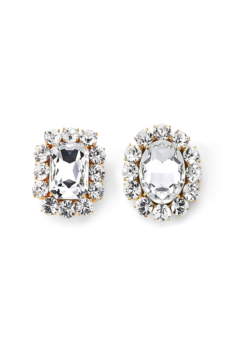 Ninon Square Oval Diamond Kristal Küpe